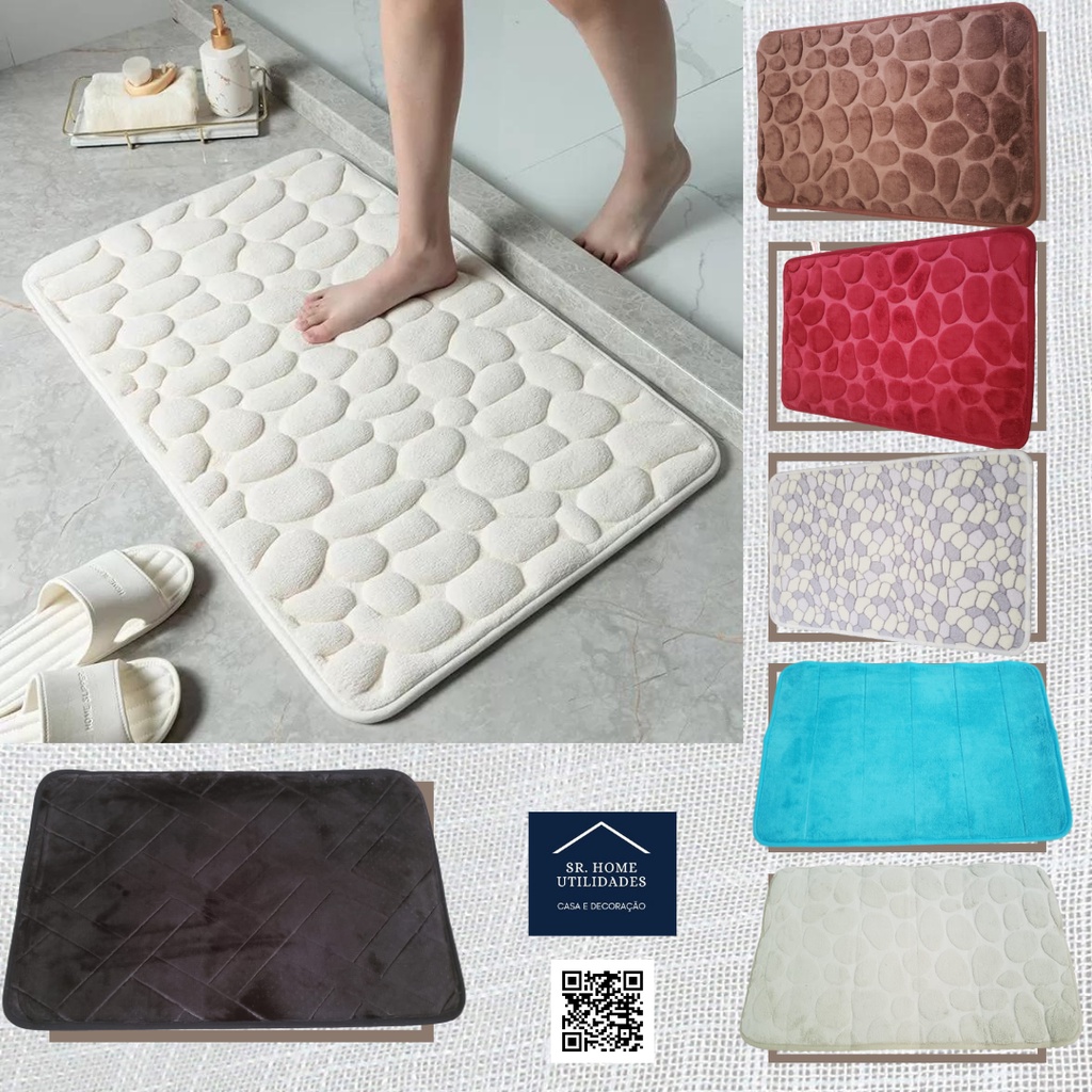 Tapete Banheiro Antiaderente Soft Macio Base 60x40cm | Shopee Brasil