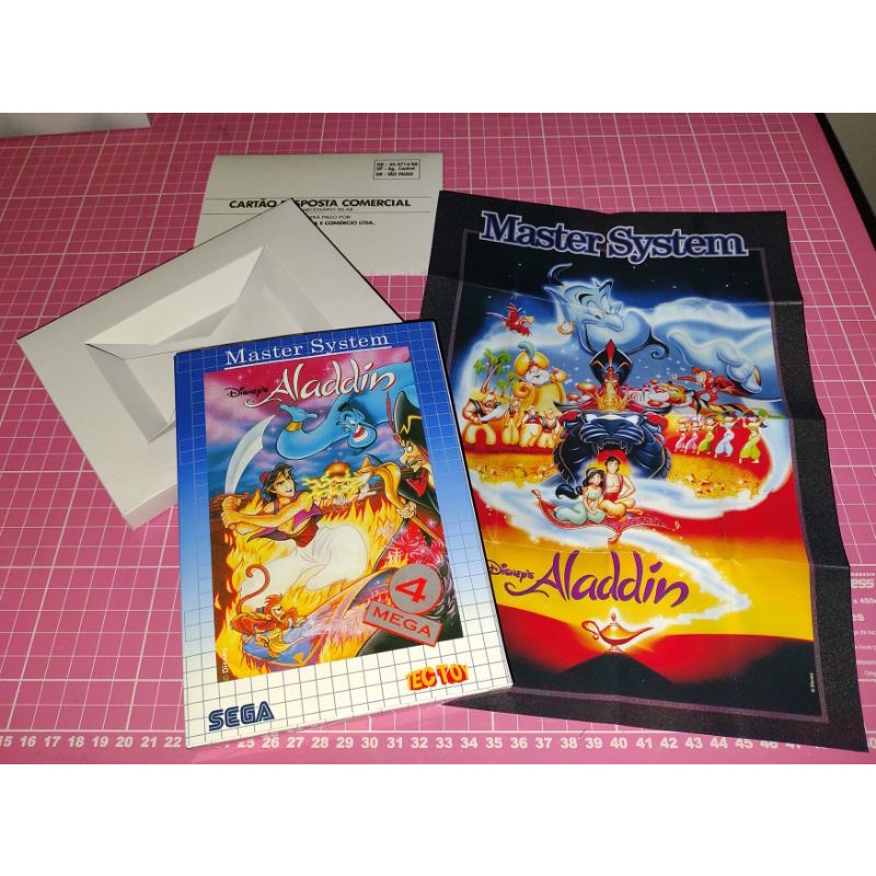caixa de papelão repro master system Aladdin acompanha berço, poster e ...
