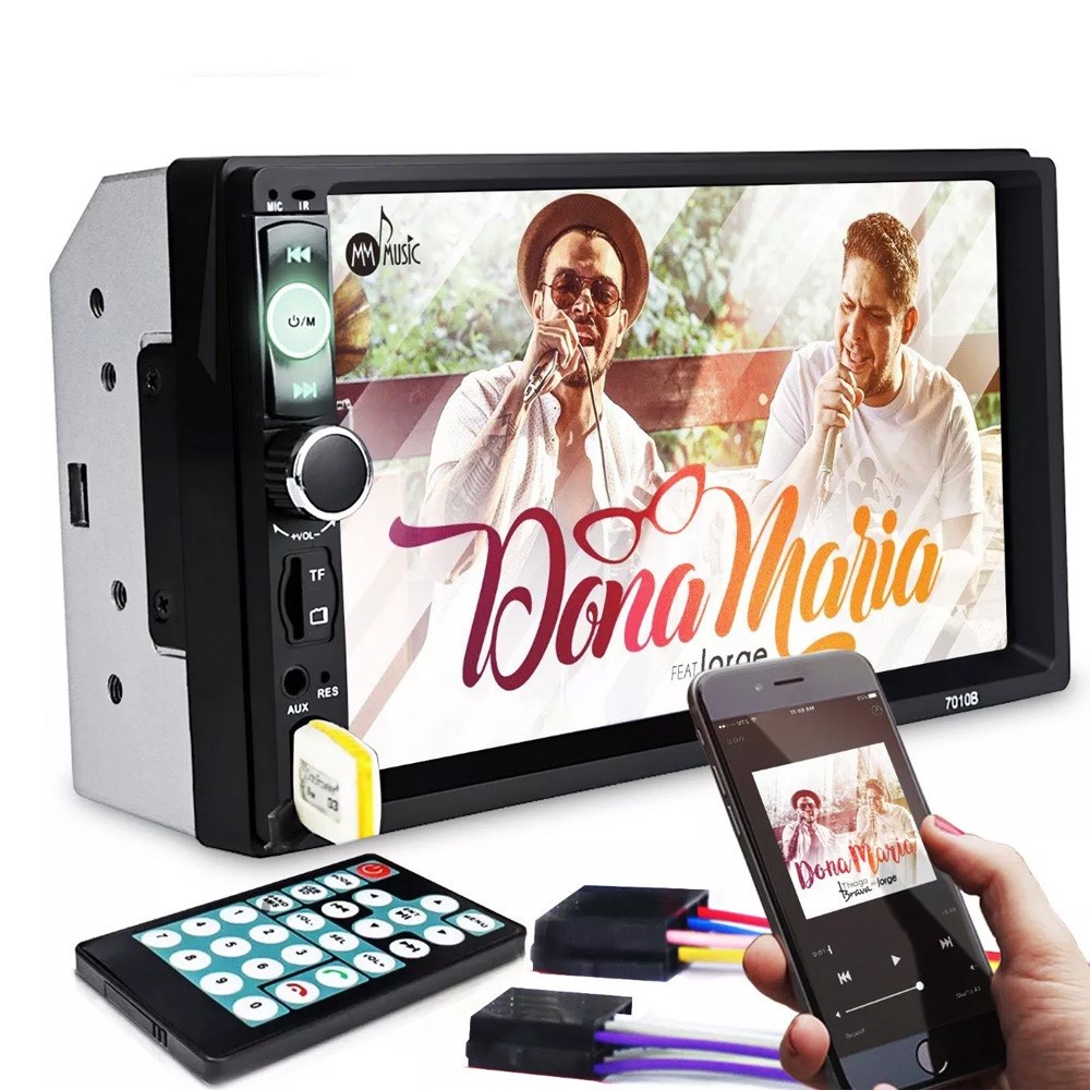 Central Multimídia Universal Mp5 Player Touchscreen bluetooth 2 Din Espelhamento Usb Sd Tela 7 ...