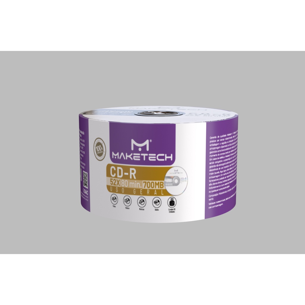 CD-R Maketech 700MB logo - 50 unidades | Shopee Brasil