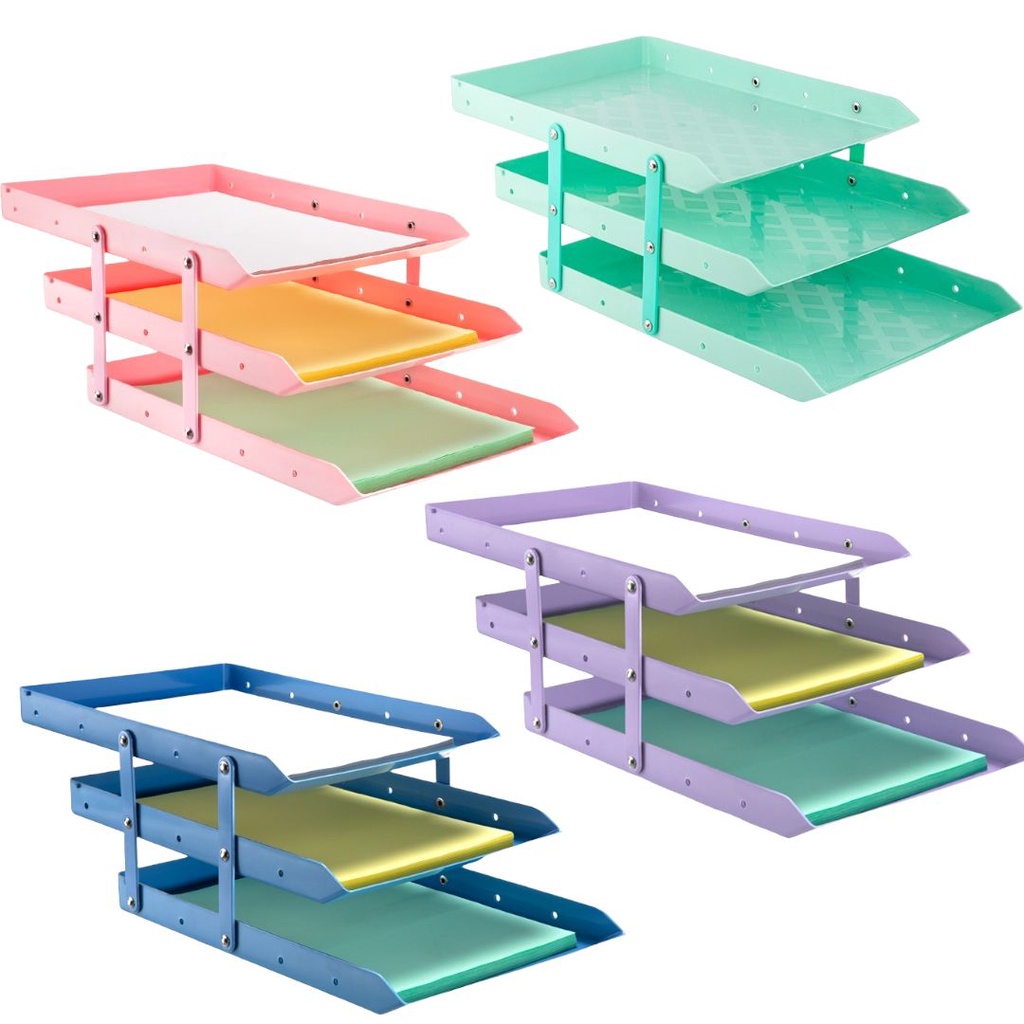 Bandeja porta documentos tripla móvel organizadora de papeis e ...