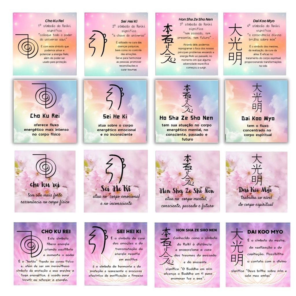 Conjunto 4 placas decorativas 20x20cm com Significado dos Símbolos do ...