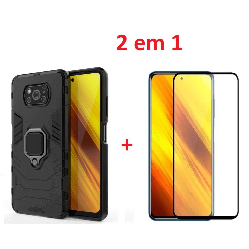 Capa Capinha Ant Impacto Anel Xiaomi POCO X3 + Película 21D | Shopee Brasil