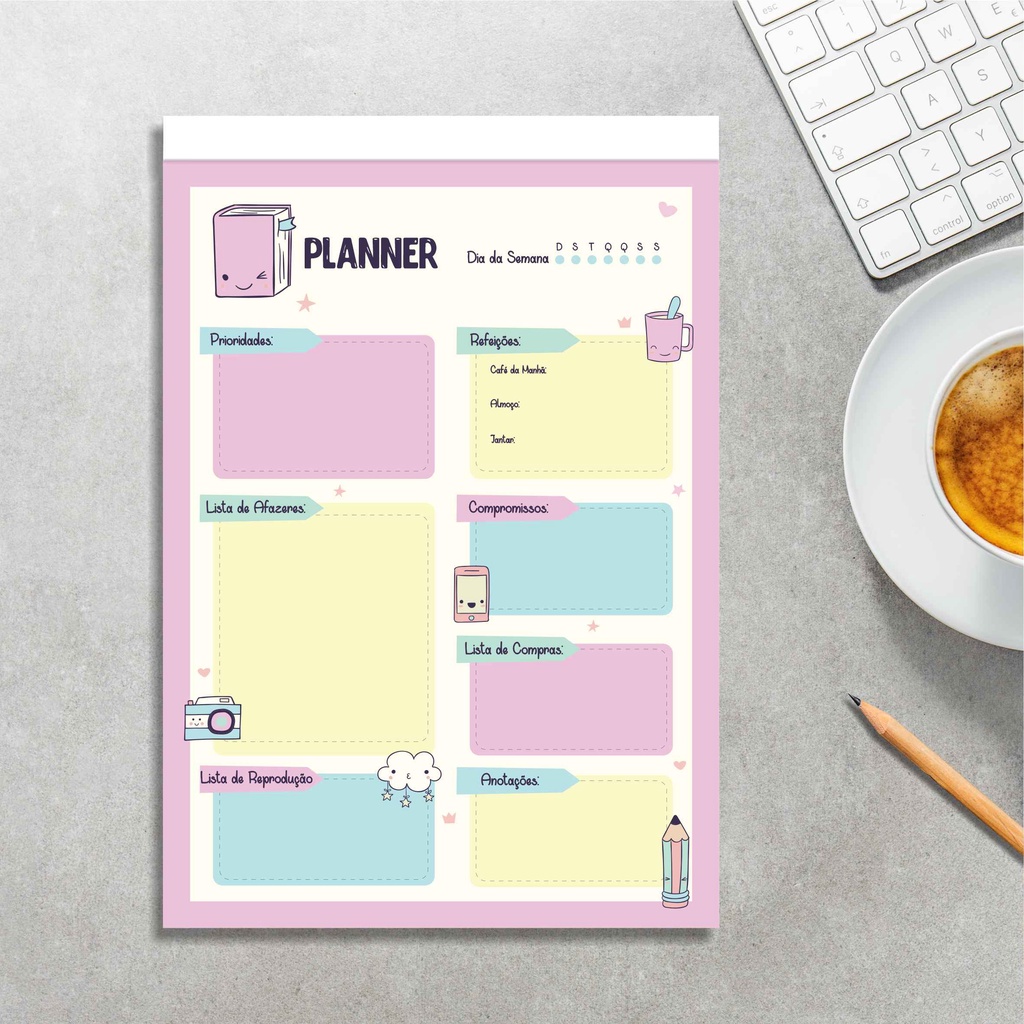 Planner Semanal Colorido Lista de Compras 21,0 X 29,7cm | Shopee Brasil