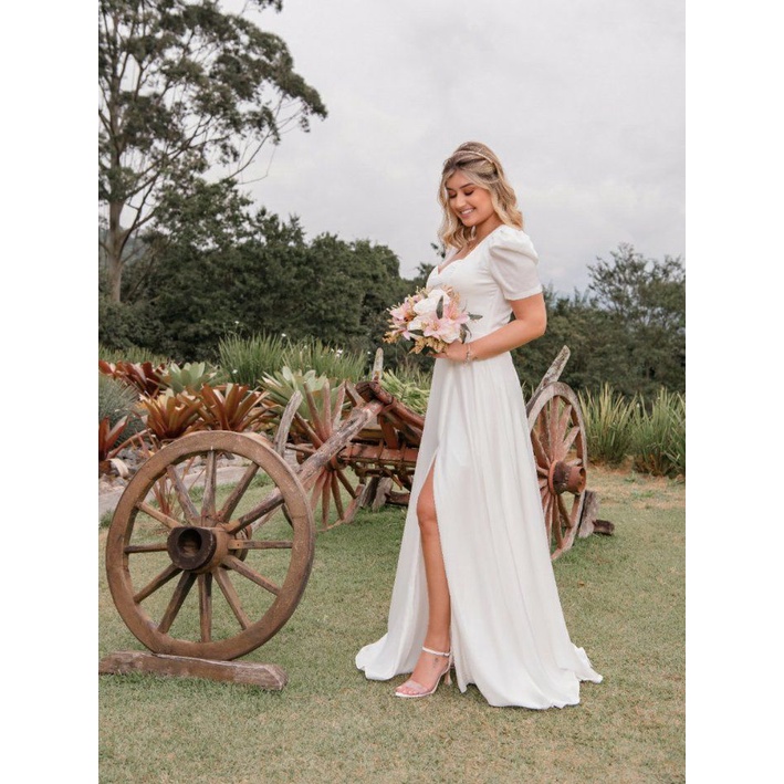 Vestido NOIVA EMMA Branco Longo ** TAM.P** | Shopee Brasil