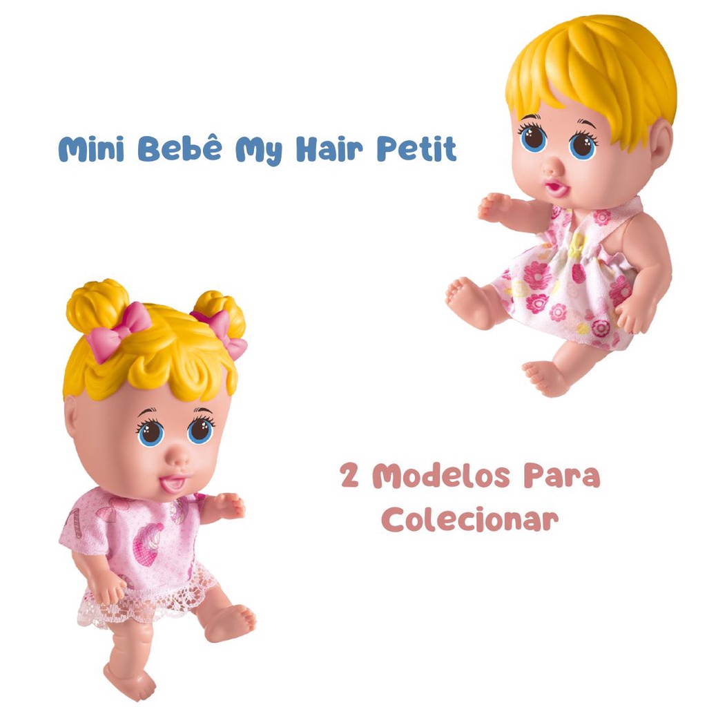 Boneca Mini Bebê My Hair Petit Friends 16 cm Brinquedo Menina Infantil ...
