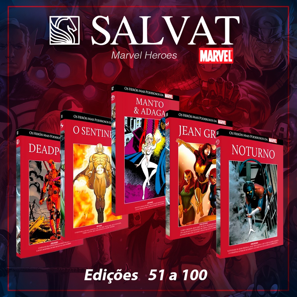 Os herois mais poderosos da Marvel - Salvat Capa Vermelha - Números 51 ao 100 - Faz a Boa!