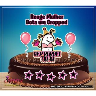 Topo Topper de Bolo Florki Meme Reage Mulher Bota Um Cropped | Shopee ...