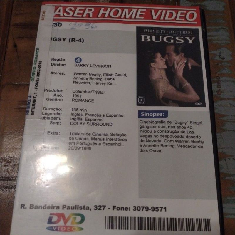 Bugsy DVD original região 4 | Shopee Brasil