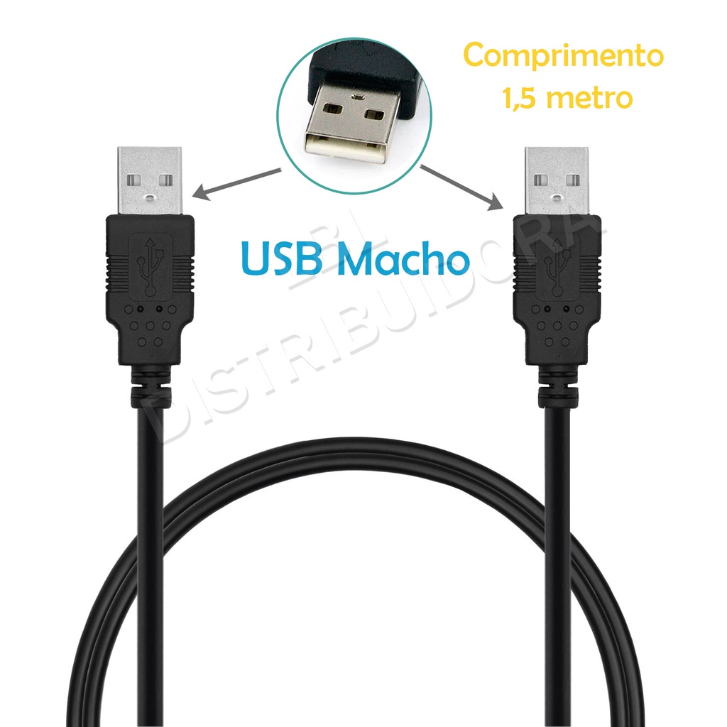 Cabo Extensor Usb 2.0 Macho X Macho 1,5 Metros | Shopee Brasil
