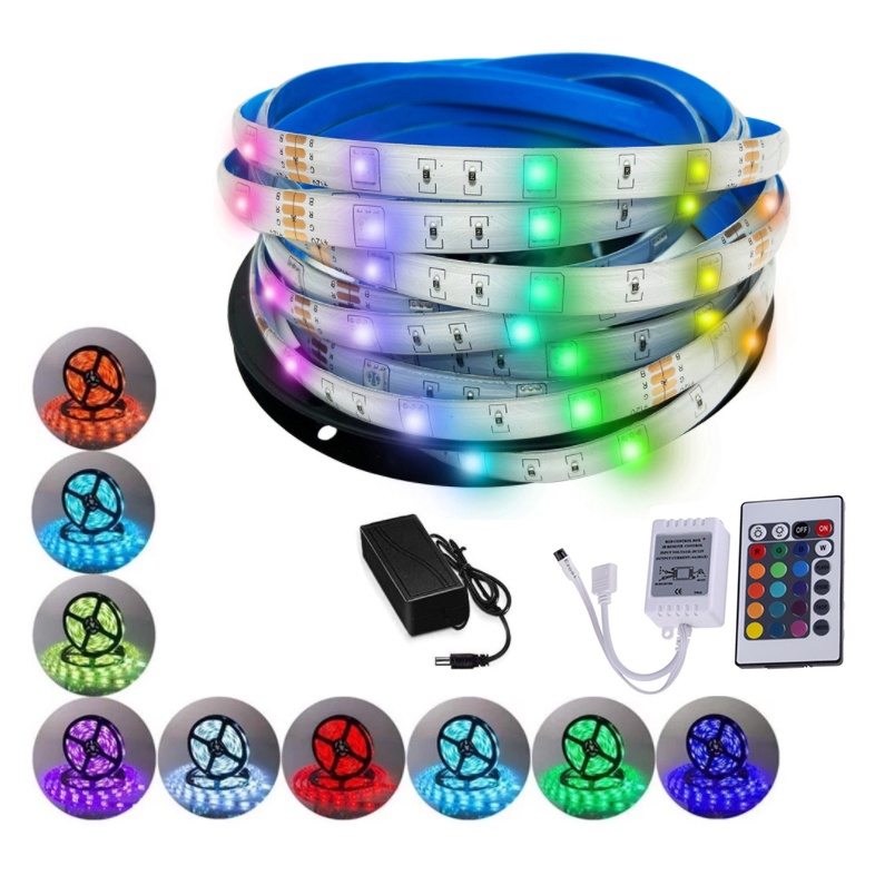 5 Metros Fita Led 5050 Rgb Rolo Controle remoto e Fonte | Shopee Brasil