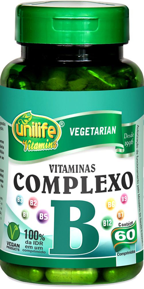 Complexo B B1 B2 B3 B5 B6 B7 B9 E B12 Unilife 60 Comprimidos
