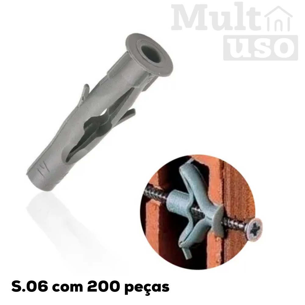 Pacote De Bucha Fixacao Plast Tijolo S06 C/200pçs Top 10IDEAL PARA USO ...