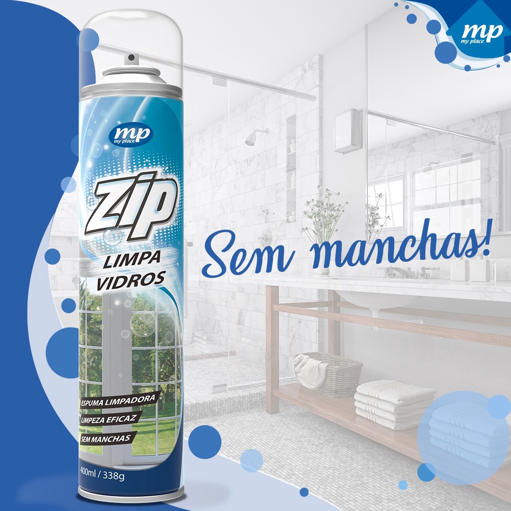 Zip Clean Spray Limpa Vidros 400ml / Vitrines / Box / Espelhos | Shopee ...
