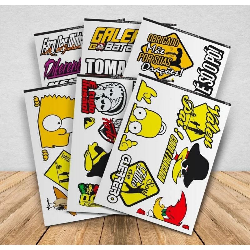 Kit 6 Super Cartelas De Adesivos Carro Moto Caminhão Bike 02 | Shopee Brasil