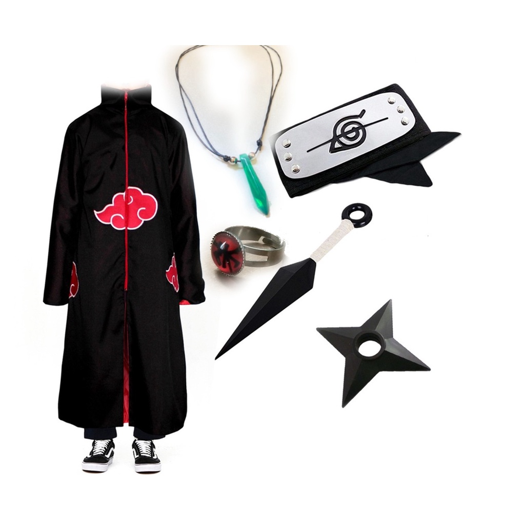 Kit Capa Akatsuki Bandana Colar TSUNADE Kunai Shuriken Naruto Cosplay ...