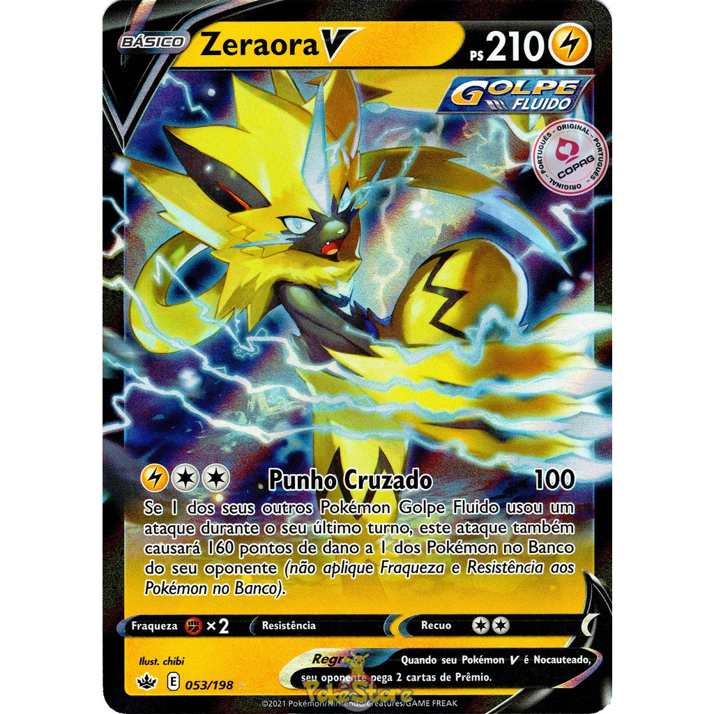 Carta Pokemon Zeraora V Português Card Original Copag Reinado ...