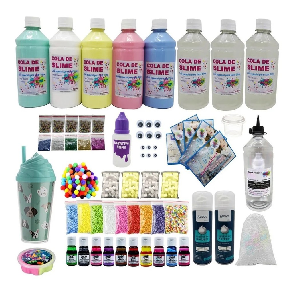 Kit Faça Seu Slime Completo Grande Com Neve Instantânea e Copo ...