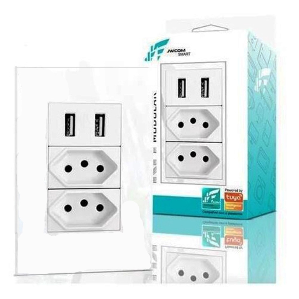 Tomada Com Usb Tomada Usb Tomada De Parede Jwcom | Shopee Brasil