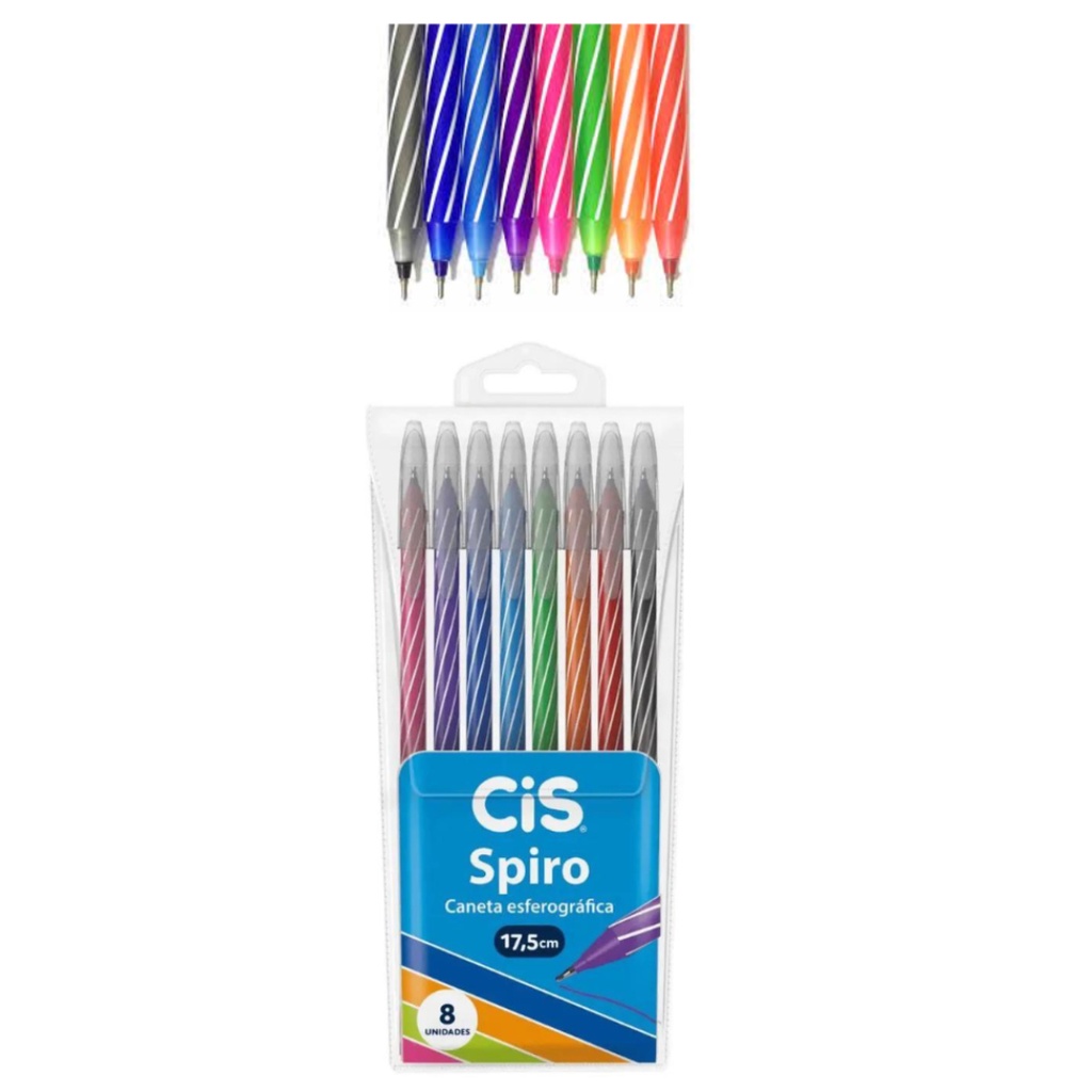Kit 8 Caneta Cis Spiro Glow + Clean + Tradicional + Pro Ponta Agulha ...