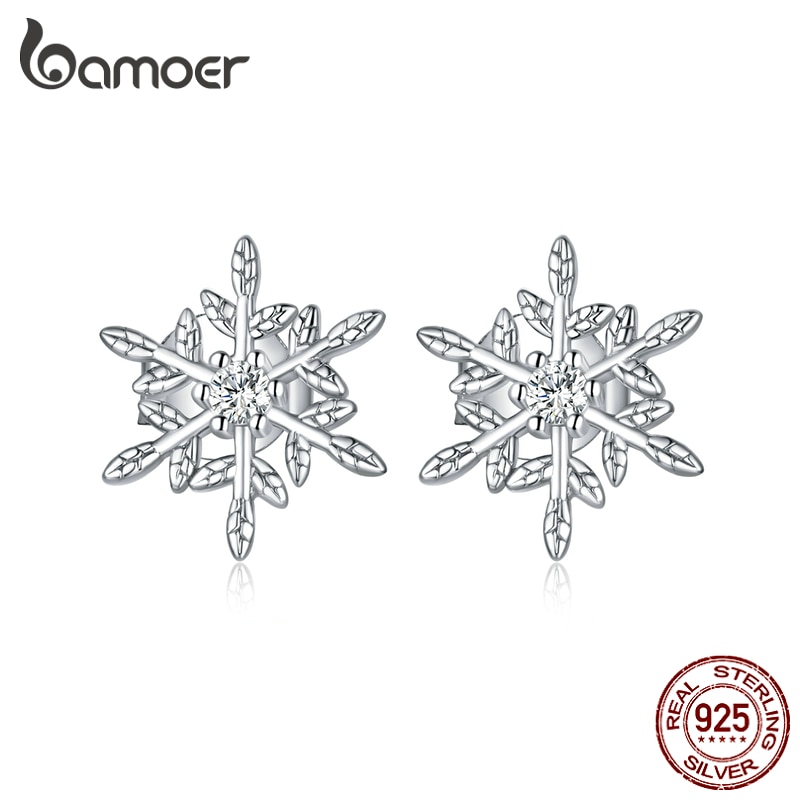 bamoer Authentic 925 Sterling Silver Romantic Snowflakes Earrings for ... bamoer Authentic 925 Sterling Silver Romantic Snowflakes Earrings for ...