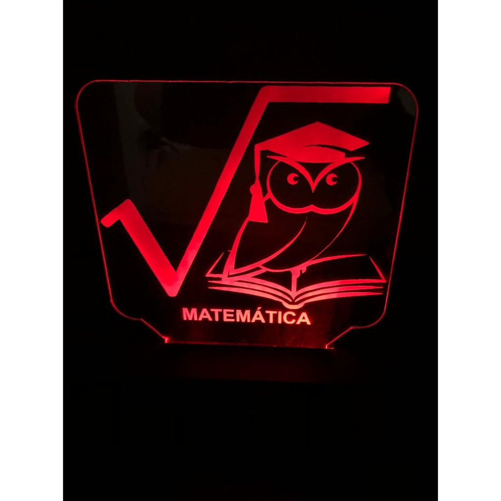 Luminária Led 3D, Matemática, 16 cores, Professor, Exatas, Nerd ...