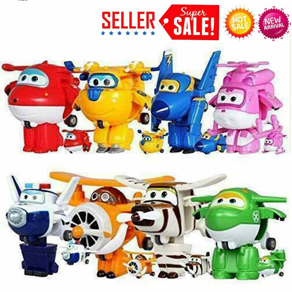 8Pcs Set TV Animation Super Wings Transforming Plane Mini Characters ...