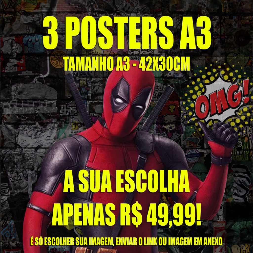 kit Poster Cartaz 3 Posters Personalizados A3 | Shopee Brasil