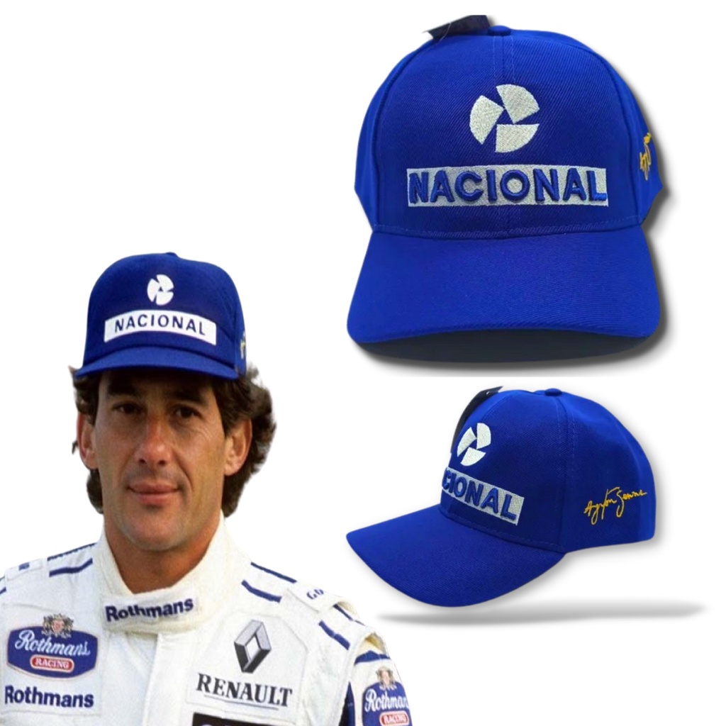 Boné Ayrton Senna Azul Nacional Retro Bo05 | Shopee Brasil