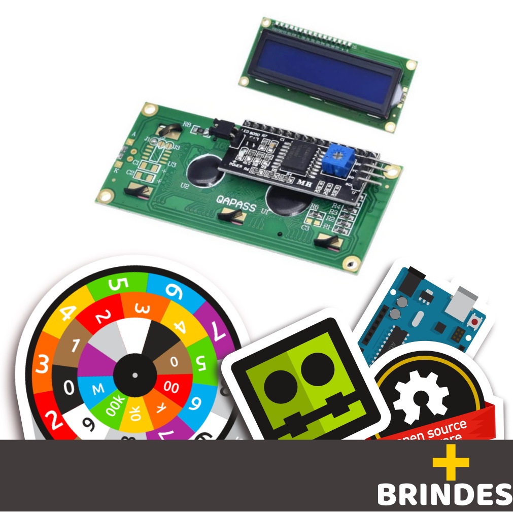 Display LCD 16x2 1602 Com Back Azul com Módulo I2C | Shopee Brasil