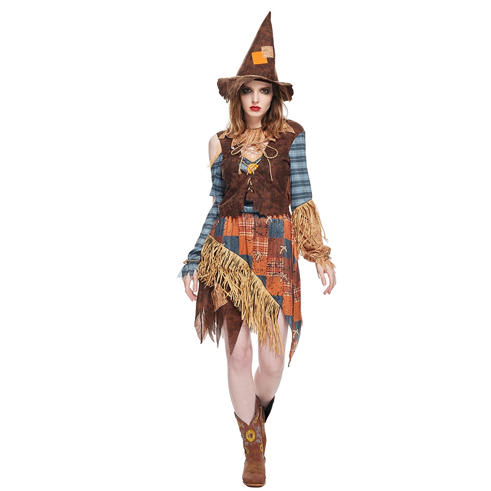 Kit De Fantasia Creepy Scarecrow Feminino Cosplay Vestido De Encaixe ...