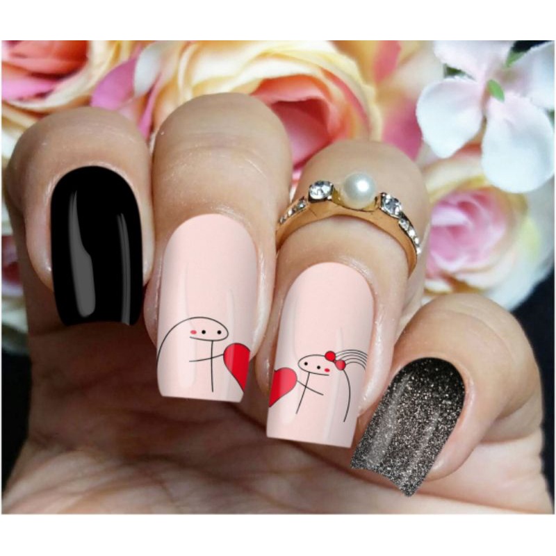 Película adesivo decoração unhas Nail Art manicure memes boneco flork ...