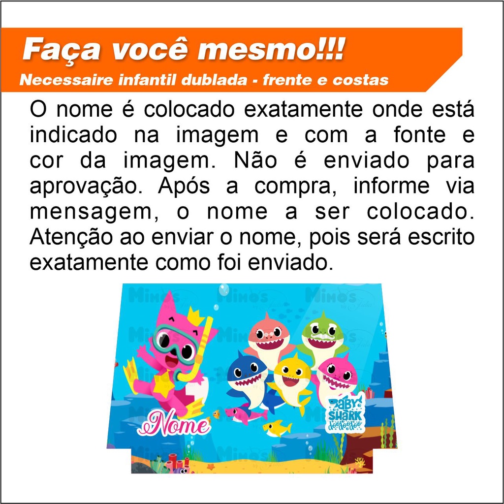 Recorte Sublimado Dublado Necessaire - Baby Shark | Shopee Brasil