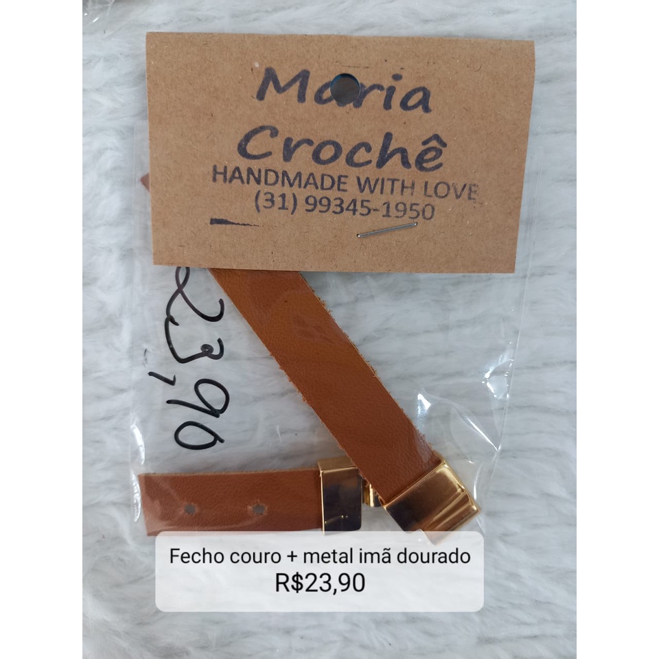 Fecho couro + caramelo metal dourado | Shopee Brasil