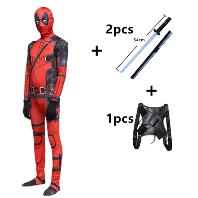 Fantasia Cosplay Deadpool Traje Marvel Completo Com Espadas - Escorrega ...