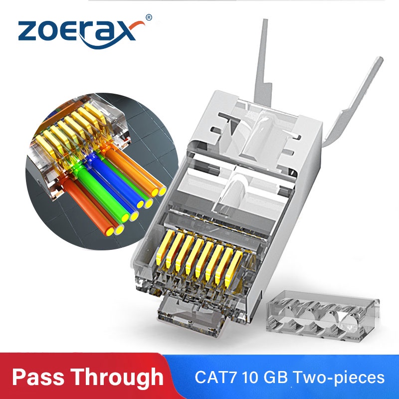 ZoeRax 10 Pcs RJ45 Cat8 Cat7 Cat6A Passa Através De Conectores 8P8C ...