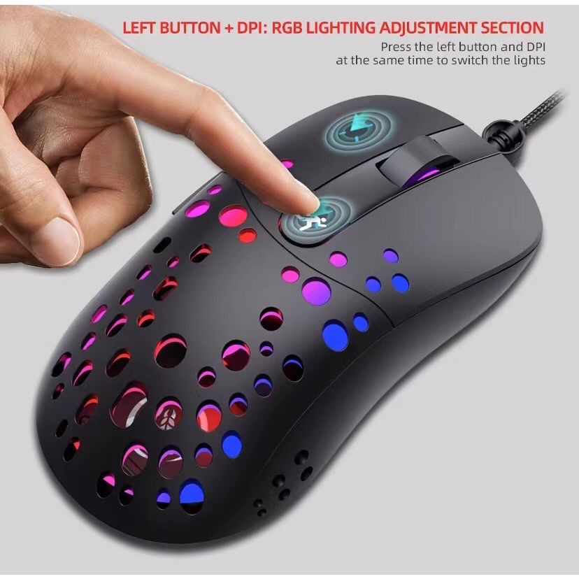 Mouse Gamer Led Rgb Óptico 3200 Dpi Ergonômico preto | Shopee Brasil