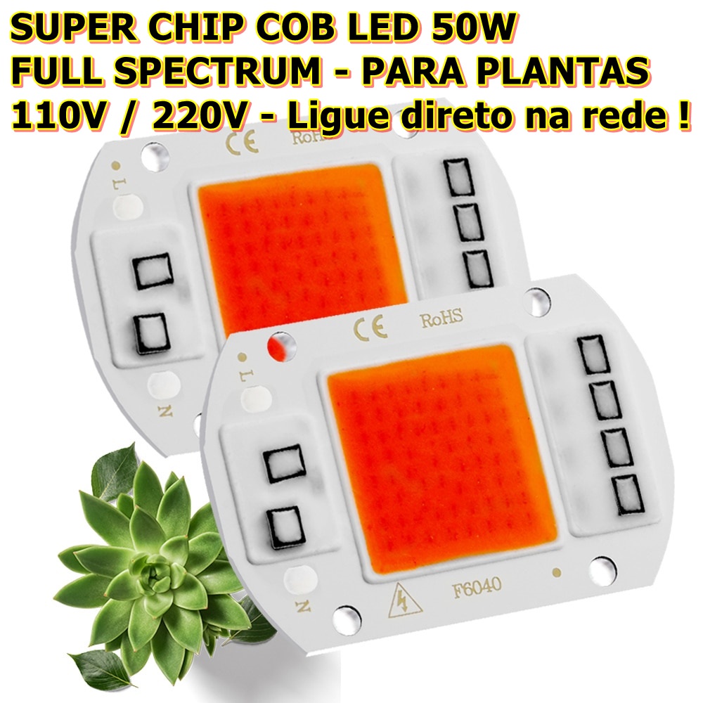 Chip Cob Led Full Spectrum 50w Ac 220v Painel Refletor. | Shopee Brasil