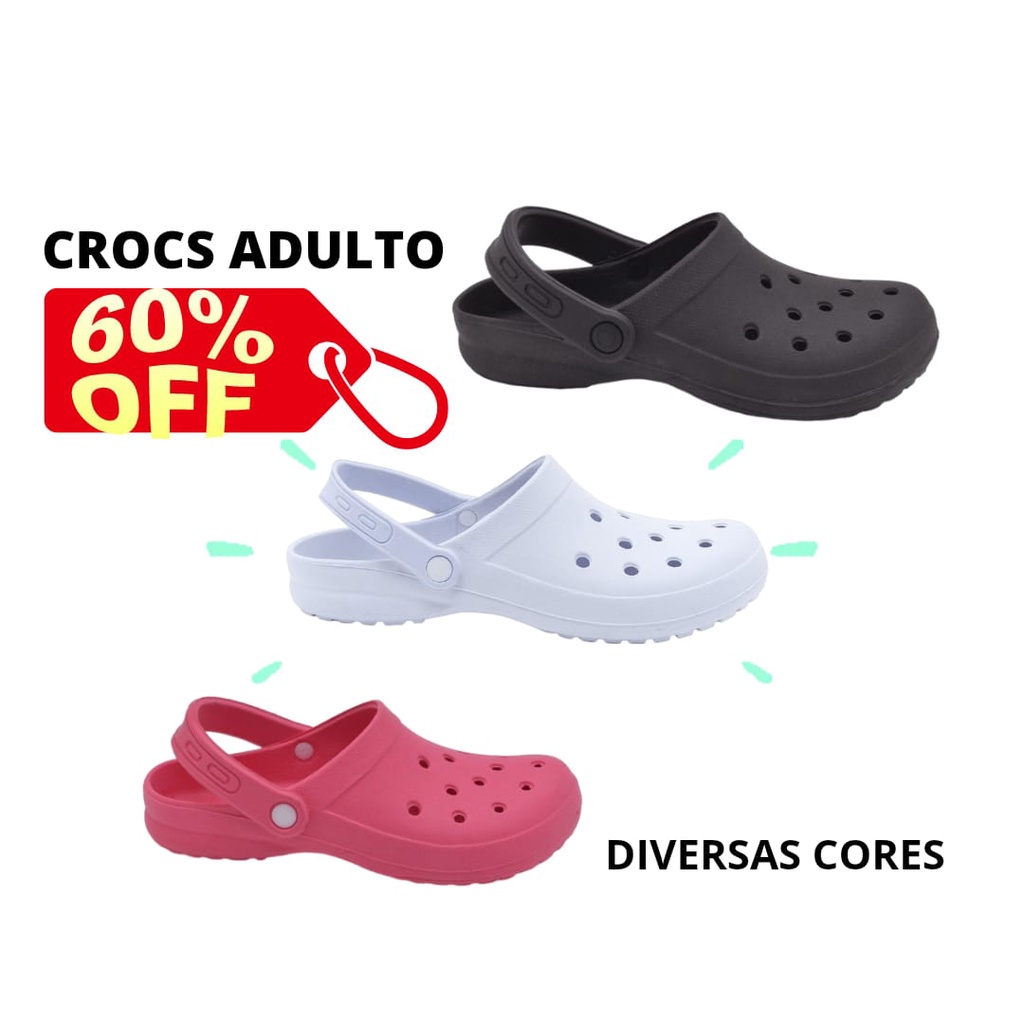 Sandalia Chinelo Crocs Babuche Cores Variadas Adulto Branco Preto Rosa ...