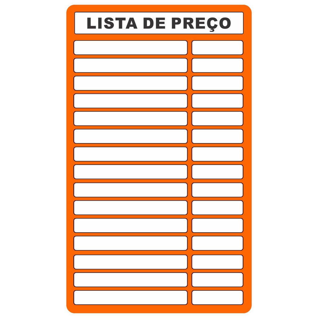 Tabela de Preço em PVC Reutilizável Grande Laranja 49X33cm | Shopee Brasil