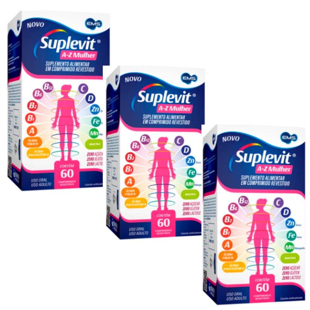 Kit 3 - Suplevit A-z Mulher 60 Comprimidos ( Total 180 CP ) | Shopee Brasil