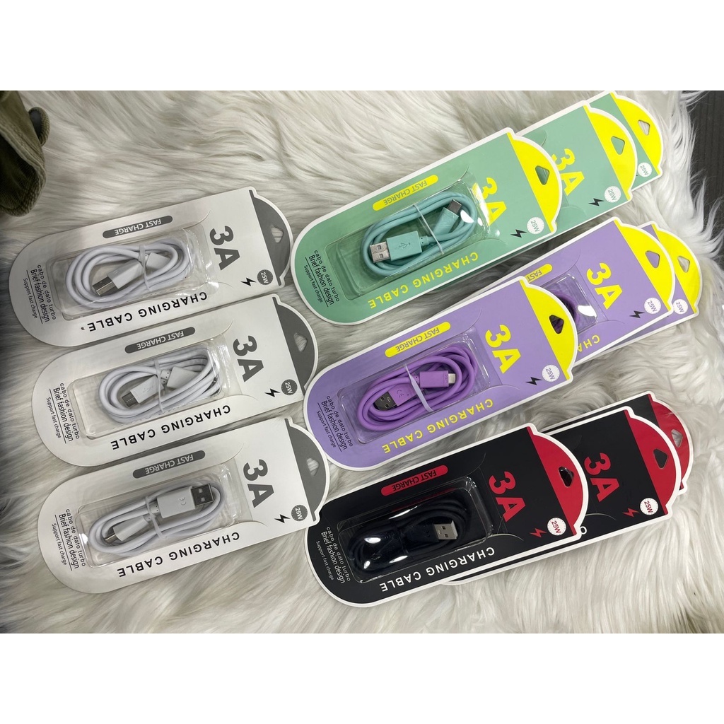 Pacote com 06 ou 12 un cabo carregador Tipo C colorido turbo 35w Asia Home 001 | Shopee Brasil