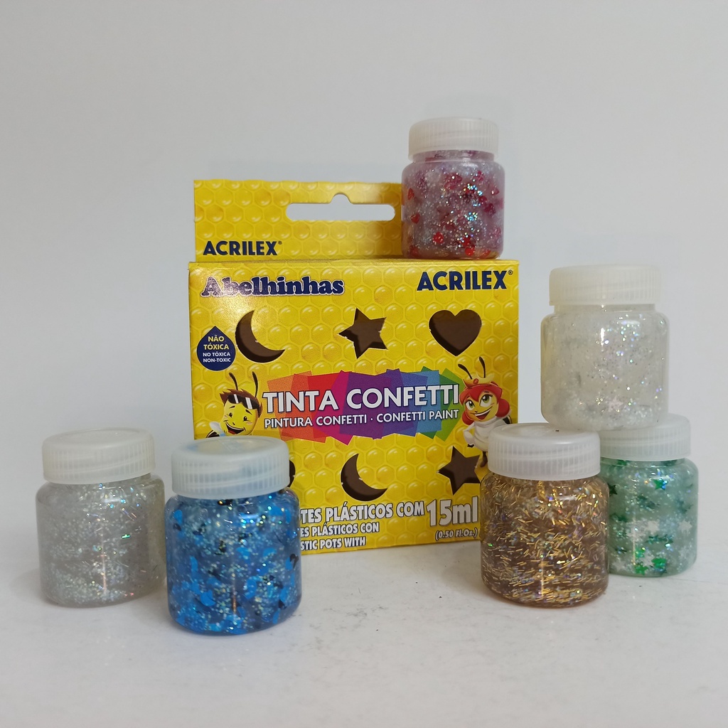 KIT TINTA ACRÍLICA CONFETTI - 6 CORES | Shopee Brasil