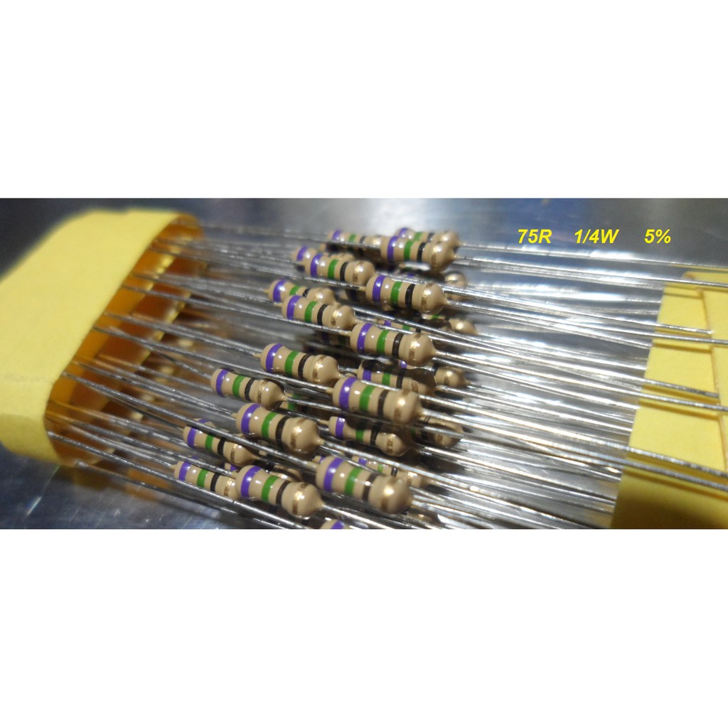 resistor/ 75 ohms ou 75r x 1/4w - 5% tolerancia - com 5 unidades ...