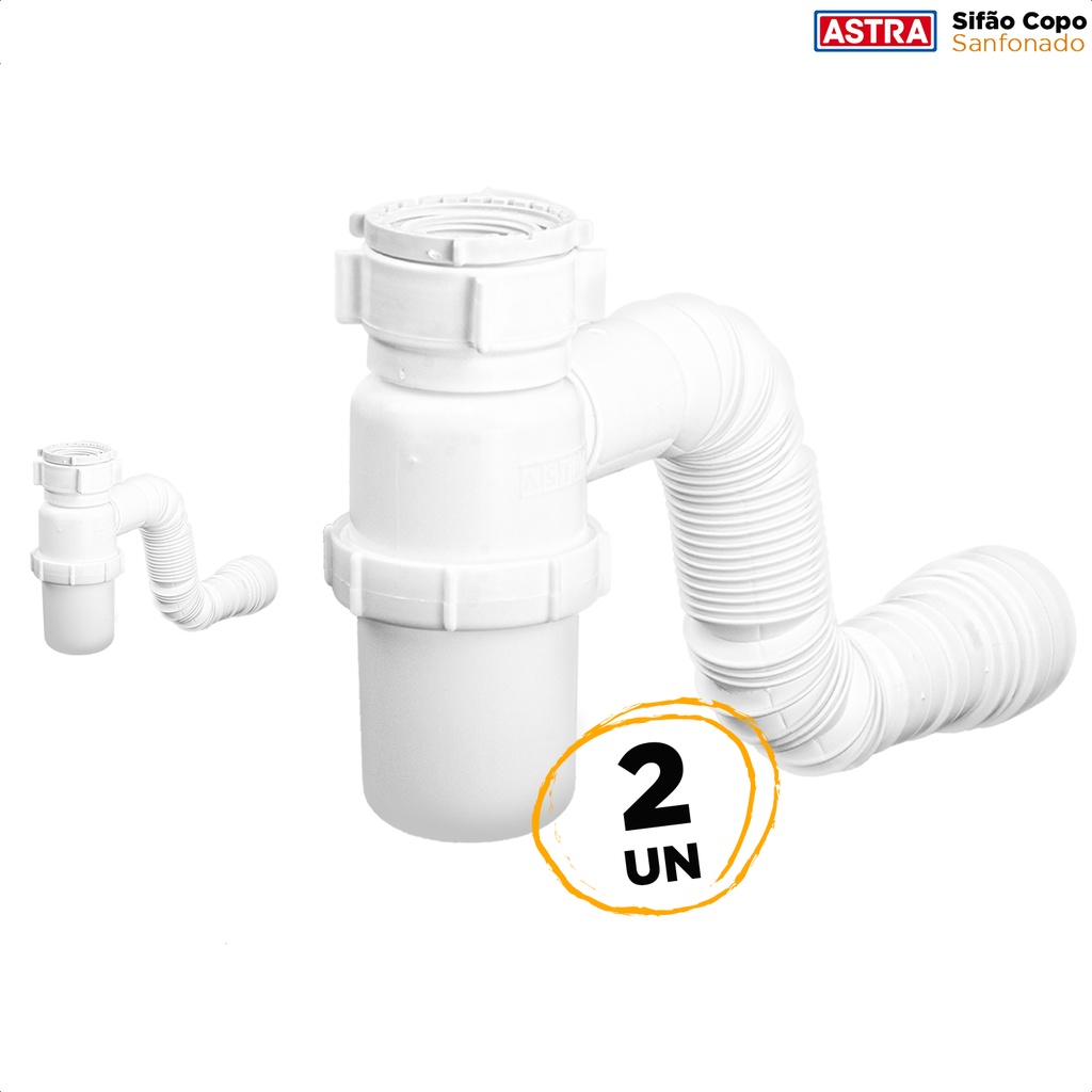 Kit 2 Sifão Copo Sanfonado Universal Flexível Branco Astra | Shopee Brasil