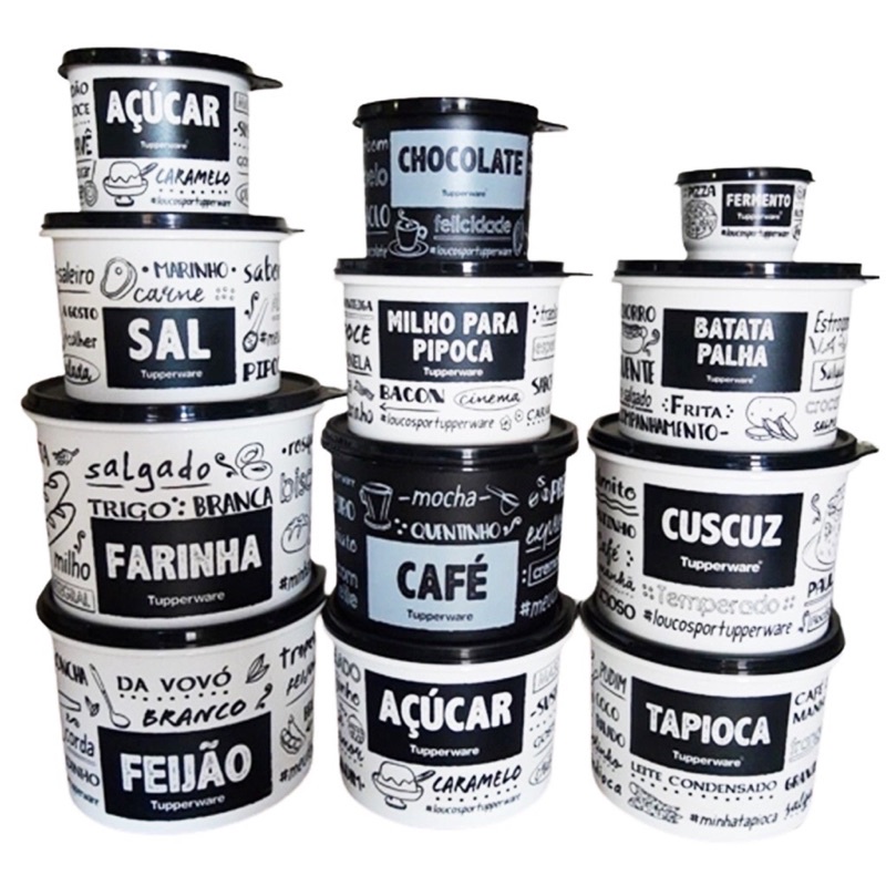 Linha Preto e Branco Mantimento Tupperware (A Escolher) | Shopee Brasil