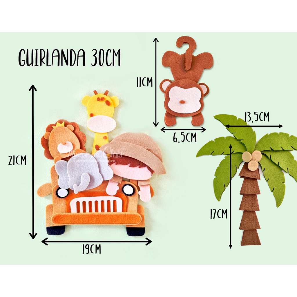 Kit Recortes para Guirlanda Safari Feltro Jipe e Animais | Shopee Brasil