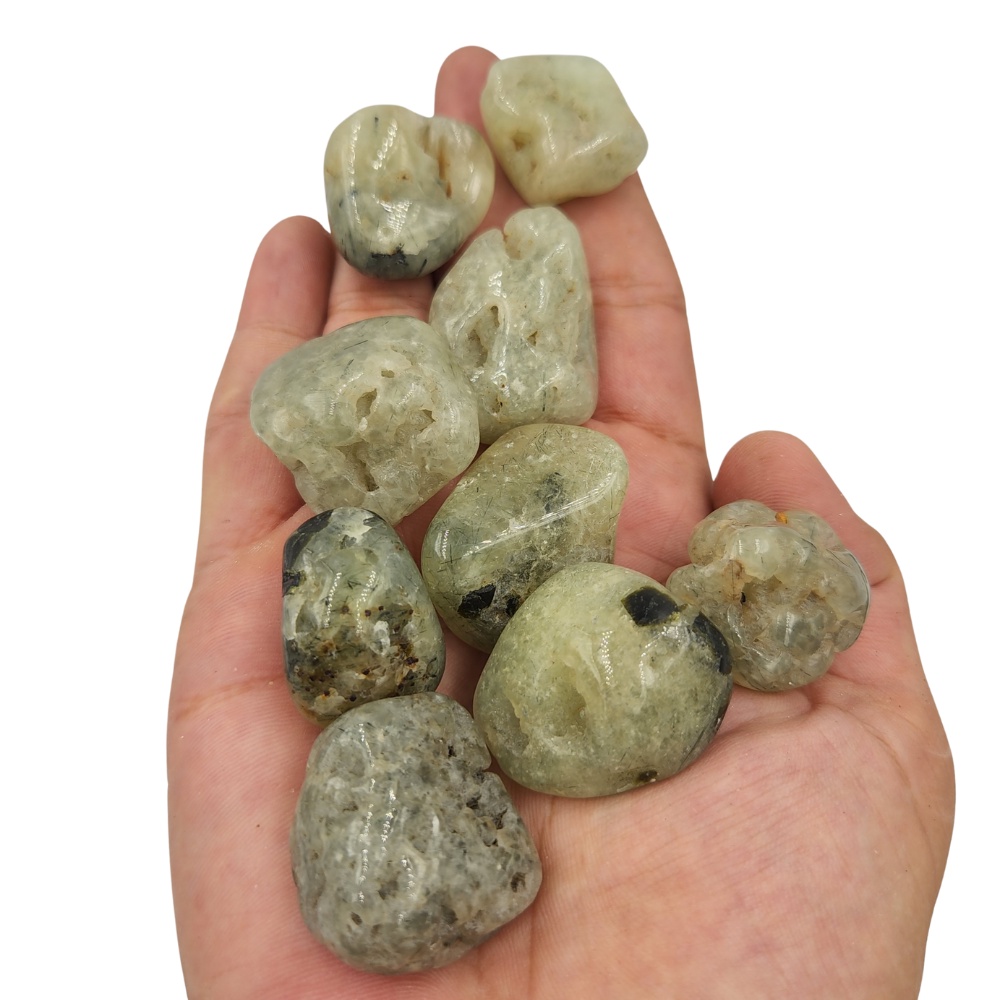 Pedra Prehnita verdadeira lapidada de excelente qualidade cristal de ...