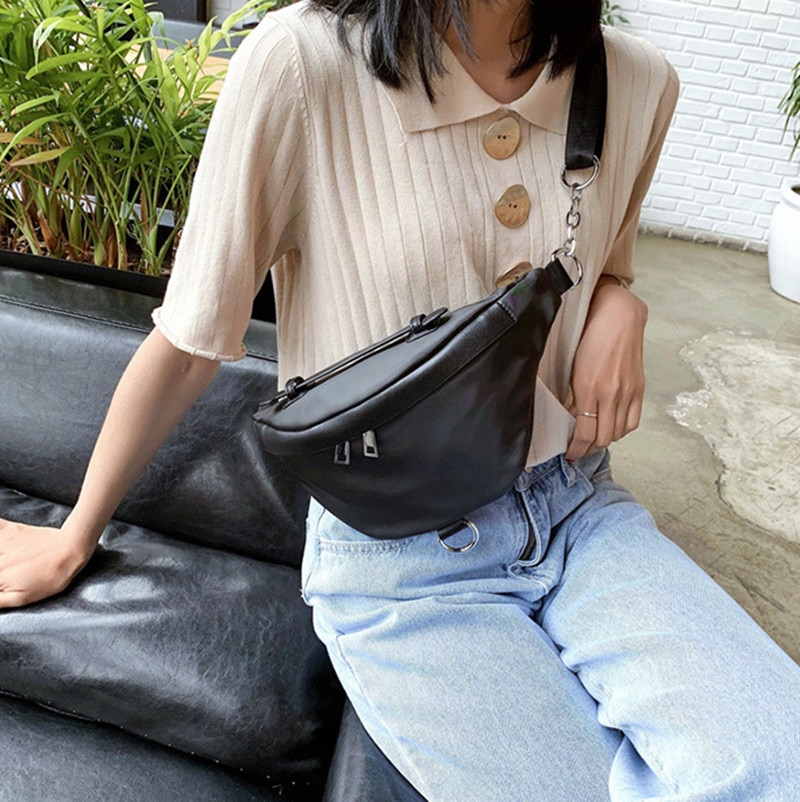 Pochete Feminina Transversal Media Preta Estilosa | Shopee Brasil