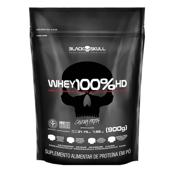 Whey Protein 3W Isolado, Concentrado e Hidrolisado Pote ou Refil 900g - Black Skull - WPC WPI ...